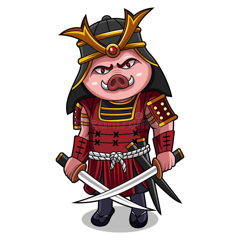 Samurai Pig Mascot Logo Design Stock Vector - Illustration of animal ...