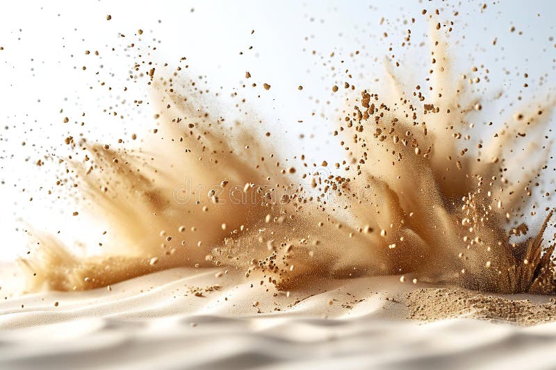 Sand Particles Flying in the Air on a White Background, in a Flat Lay ...