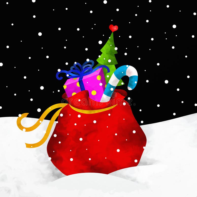 Illustration of Santa Claus with Bag Stock Illustration - Illustration ...