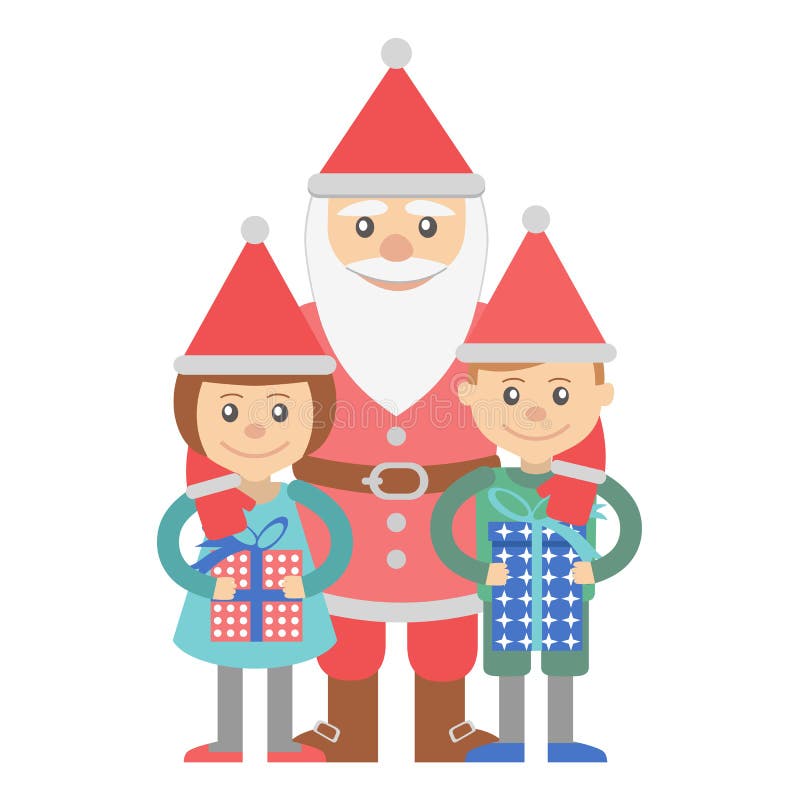 Illustration of Santa Claus with Children Stock Vector - Illustration ...