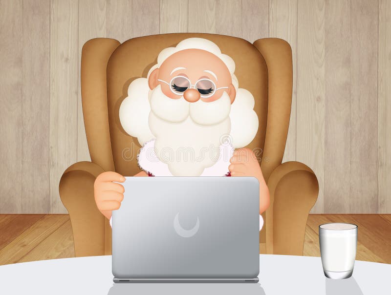 Illustration of Santa Claus with Laptop Stock Illustration ...