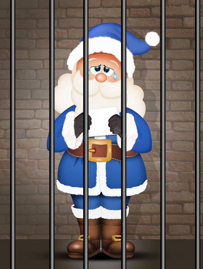 Fake Santa Claus in prison stock illustration. Illustration of arrested ...