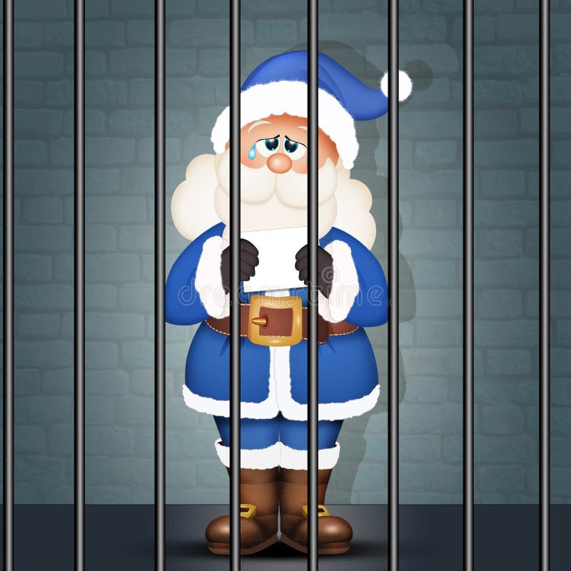 Fake Santa Claus in prison stock illustration. Illustration of santa ...