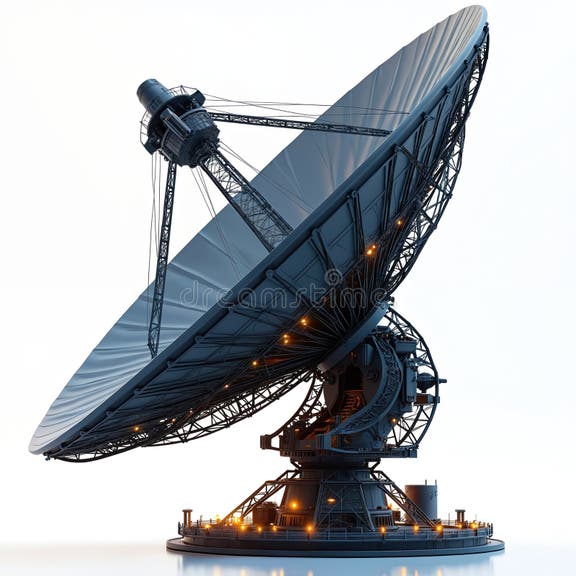 Illustration of Satellite Dish Capturing Signals from Space. Modern ...