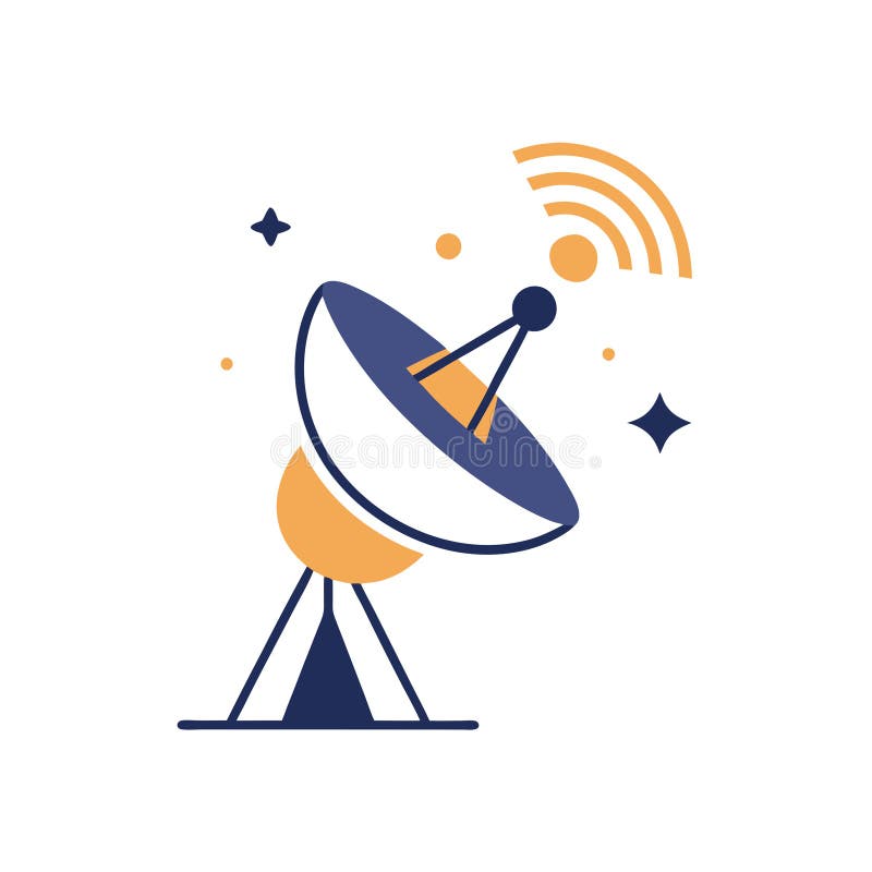 Satellite Dish Icon with Signals, Space Theme, and Modern Style Stock ...