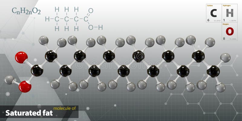 Illustration Of Saturated Fat Molecule Isolated Gray Background Stock ...