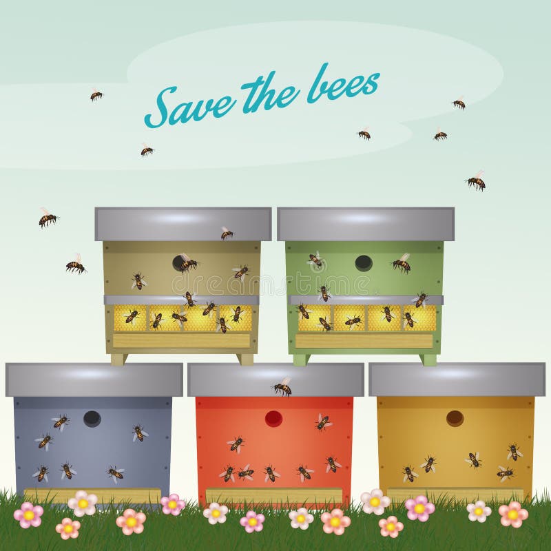 Illustration of Save the Bees Stock Illustration - Illustration of ...