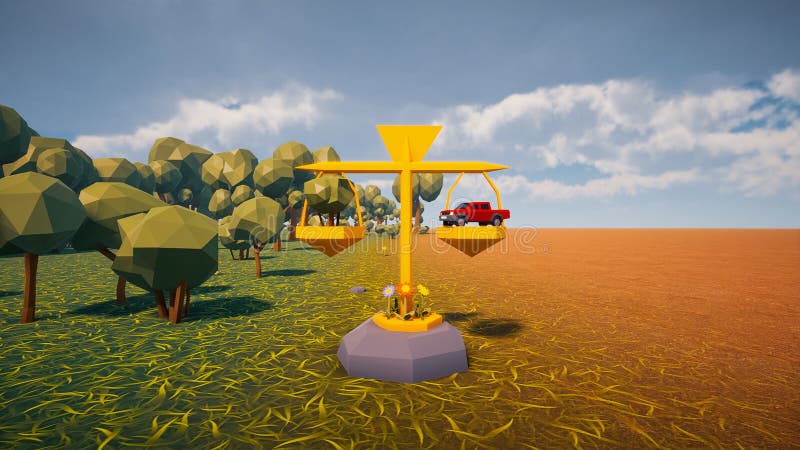 Illustration of a Scale that Balances Nature and Industry with a ...