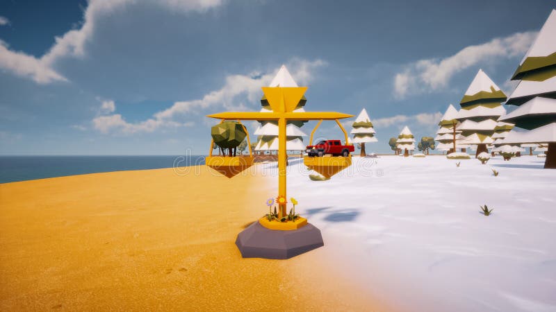 Illustration of a Scale that Balances Nature and Industry with a ...