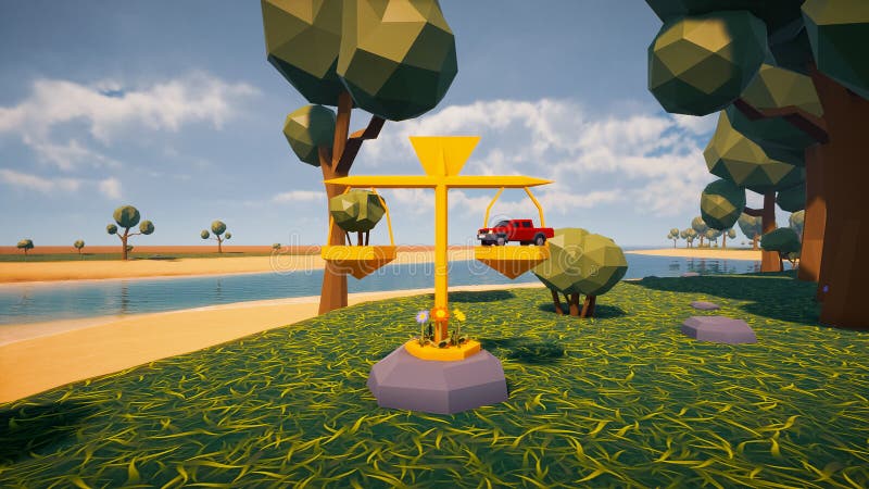 Illustration of a Scale that Balances Nature and Industry with a ...