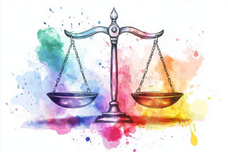 An Illustration of the Scale of Justice Symbol Created in Watercolor ...
