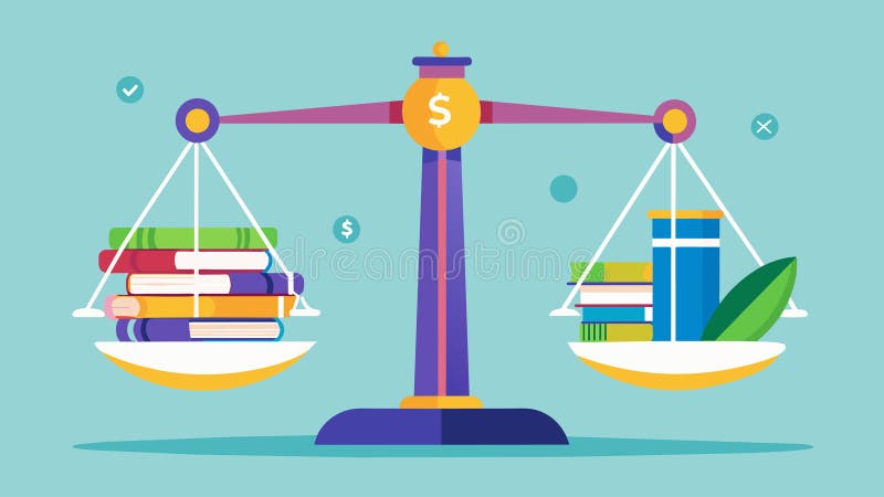 An Illustration of a Scale with One Side Holding a Stack of Textbooks ...