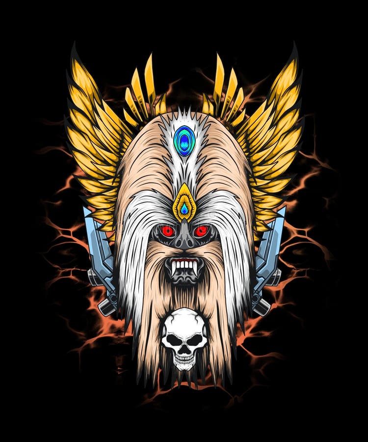Illustration of a Scary Mask Design from Java, Indonesia Stock ...