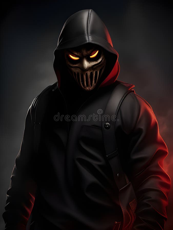 Illustration of a Scary Skull Wearing a Red Mask Stock Illustration ...