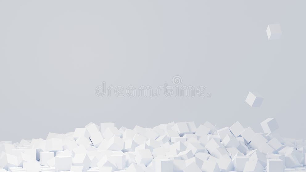 Illustration of Scattered Box Drawn with 3D Rendering Art. White Stock ...
