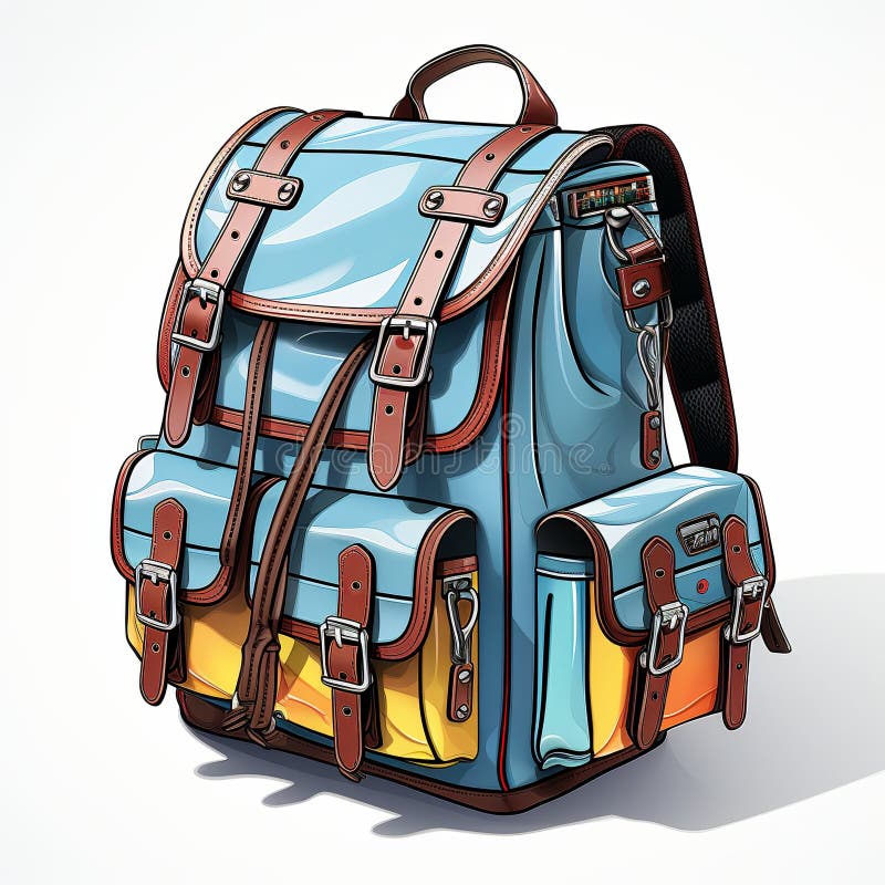 Illustration of School Backpack 2D Image Colorfull 4k, Generative Ai ...