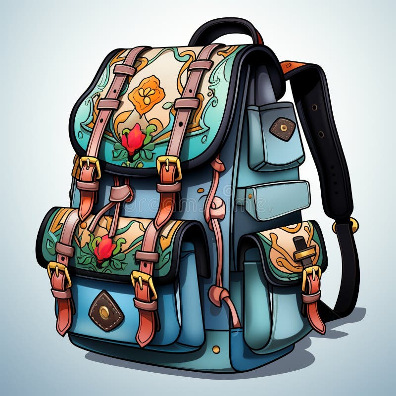 Illustration of School Backpack 2D Image Colorfull 4k, Generative Ai ...