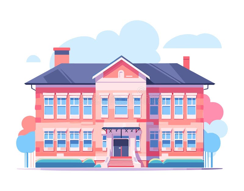 Illustration of School Building Stock Vector - Illustration of exterior ...