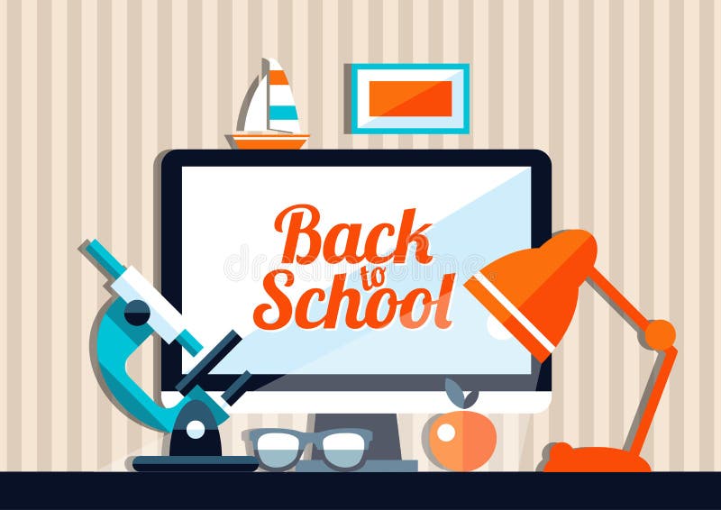 Illustration of School Flat Design Composition Stock Vector ...