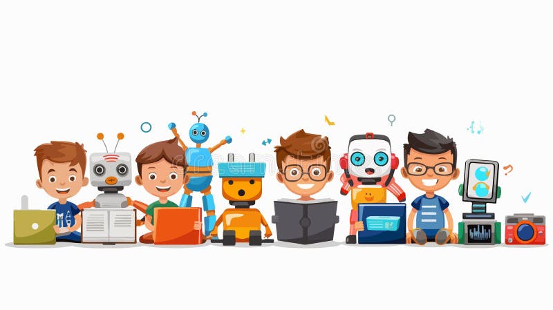 Diverse Group of School Students Engaged in Learning Technology with ...