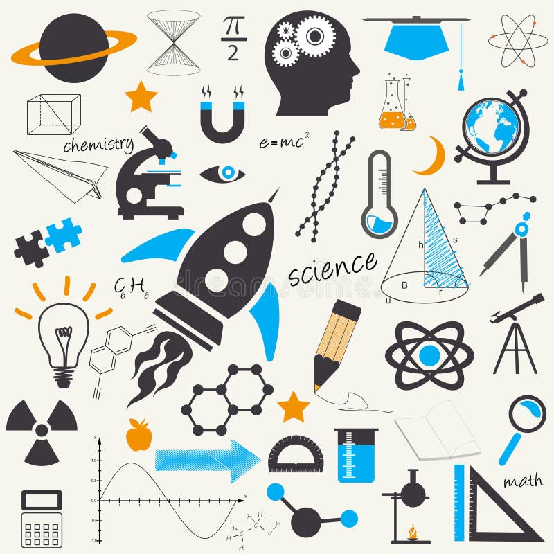 Illustration of Science-related Symbols on a White Background Stock ...