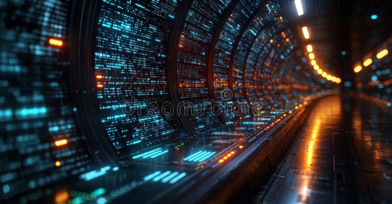 An Illustration of Scientific Data Being Processed through a Network of ...