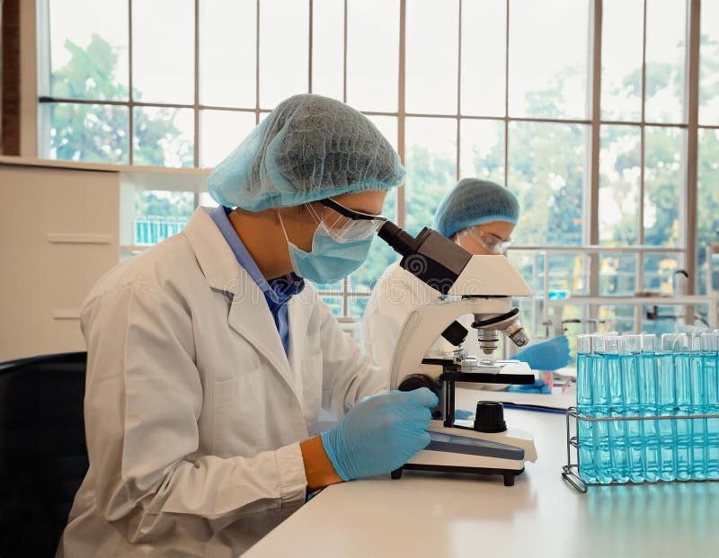 Illustration of Scientist Dressed in Protective Gear in a Lab Coat ...