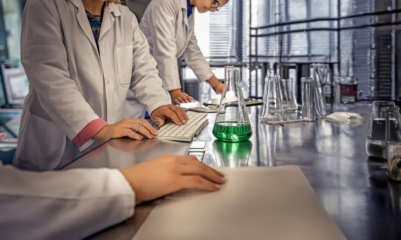 Illustration of Scientists in a Lab, Conducting Experiments with Test ...