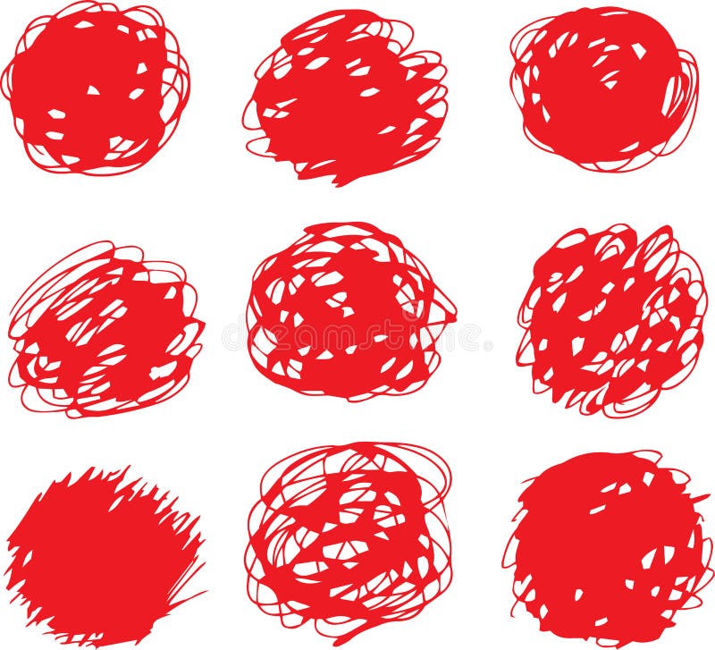 Illustration of a Scribble Red Circle Set Stock Vector - Illustration ...
