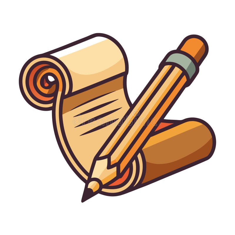 Scroll and Pencil Illustration: Writing, Education, and Creative ...