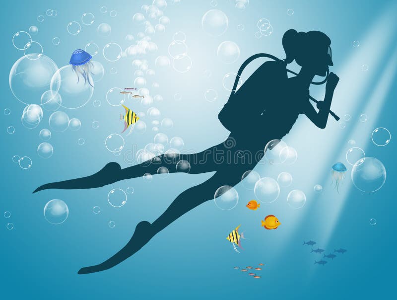 Illustration of Scuba Diving Stock Illustration - Illustration of ...