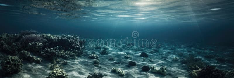 Panorama of a Sea Bed with Corals and a Sandy Base Stock Illustration ...