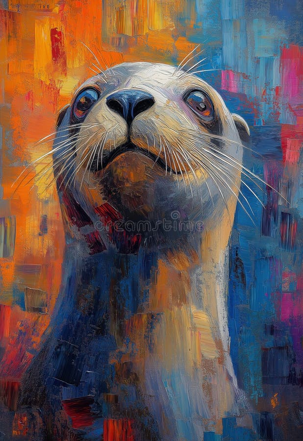 Illustration of a Sea Lion, Front View. Stock Photo - Image of animal ...