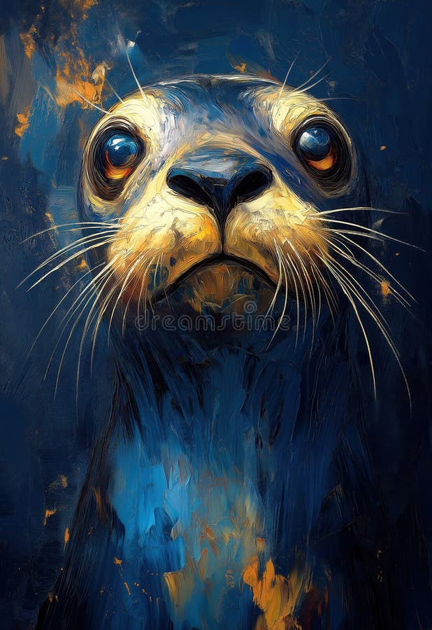 Illustration of a Sea Lion, Front View. Stock Photo - Image of animal ...