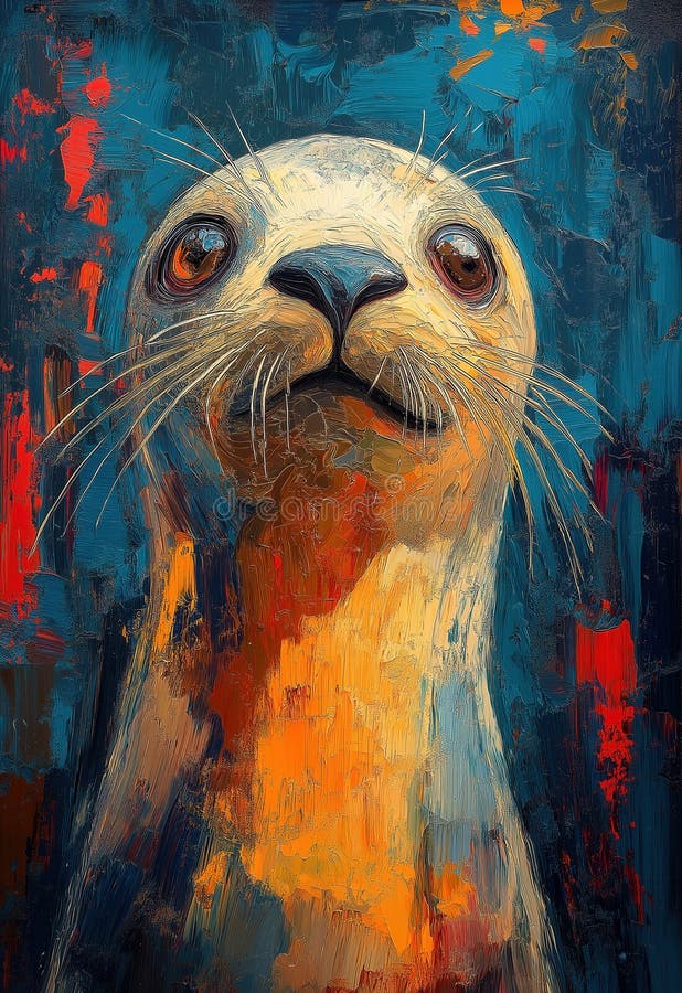 Illustration of a Sea Lion, Front View. Stock Photo - Image of animal ...