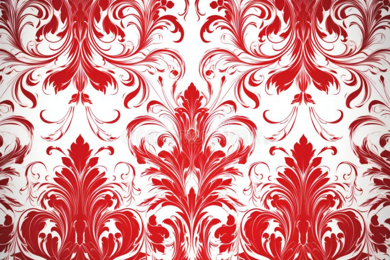Seamless Damask Pattern with Swirls Stock Illustration - Illustration ...