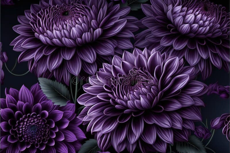 Seamless Floral Pattern with Elegant Purple Dahlia, Digital ...