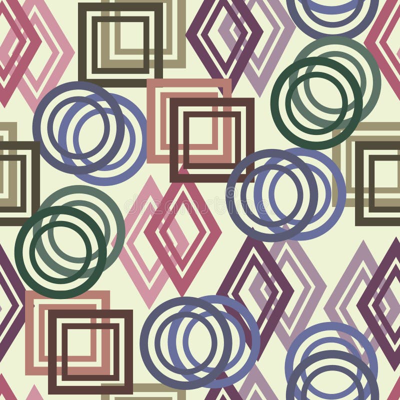 Illustration, Seamless Pattern, Abstract Double Geometric Shapes Stock ...