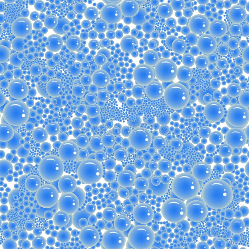 Seamless Pattern of Blue Bubbles, White Background Stock Illustration ...