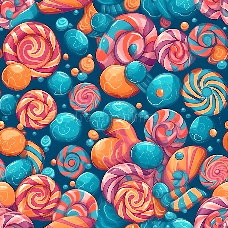 Illustration Seamless Pattern Cartoony Style, Sweet Candy Style Stock ...
