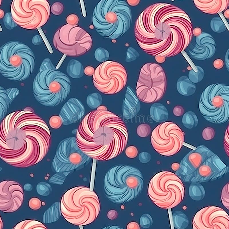 Illustration Seamless Pattern Cartoony Style, Sweet Candy Style Stock ...
