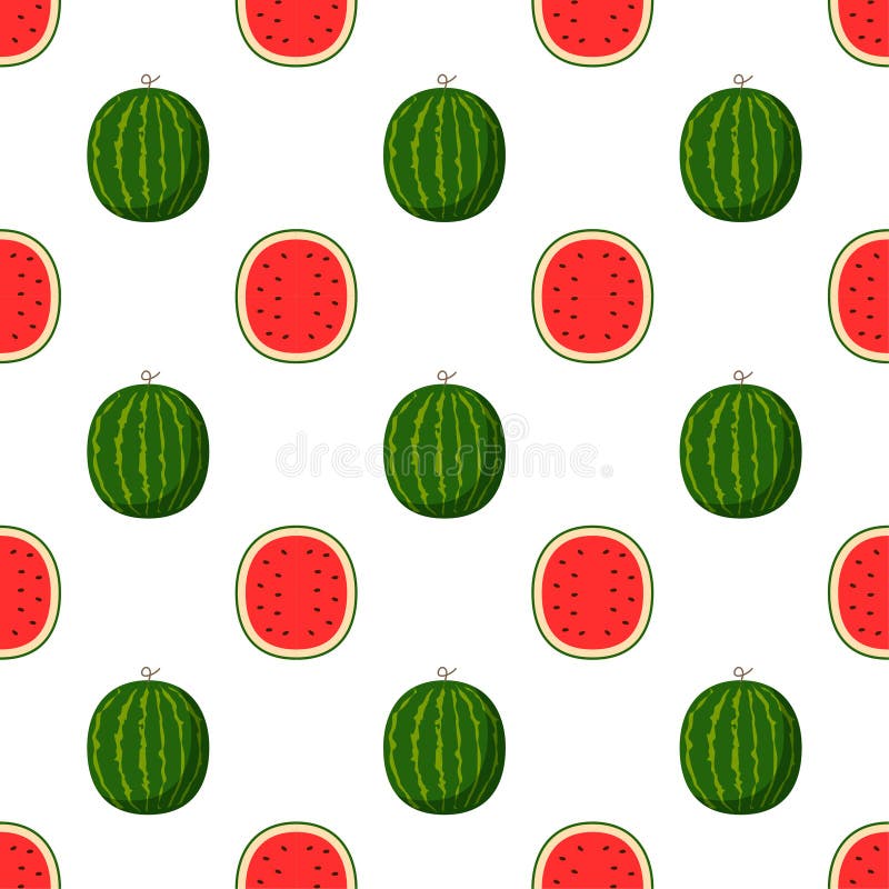 Illustration Seamless Pattern Flat Watermelon Isolated on White ...