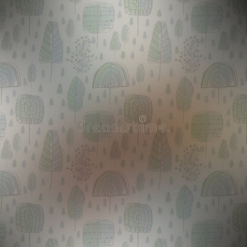 Seamless Pattern with Hand Drawn Trees Stock Illustration ...