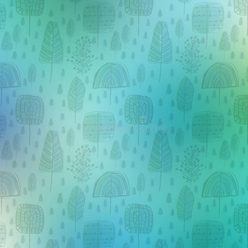Seamless Pattern with Hand-drawn Trees Stock Illustration ...