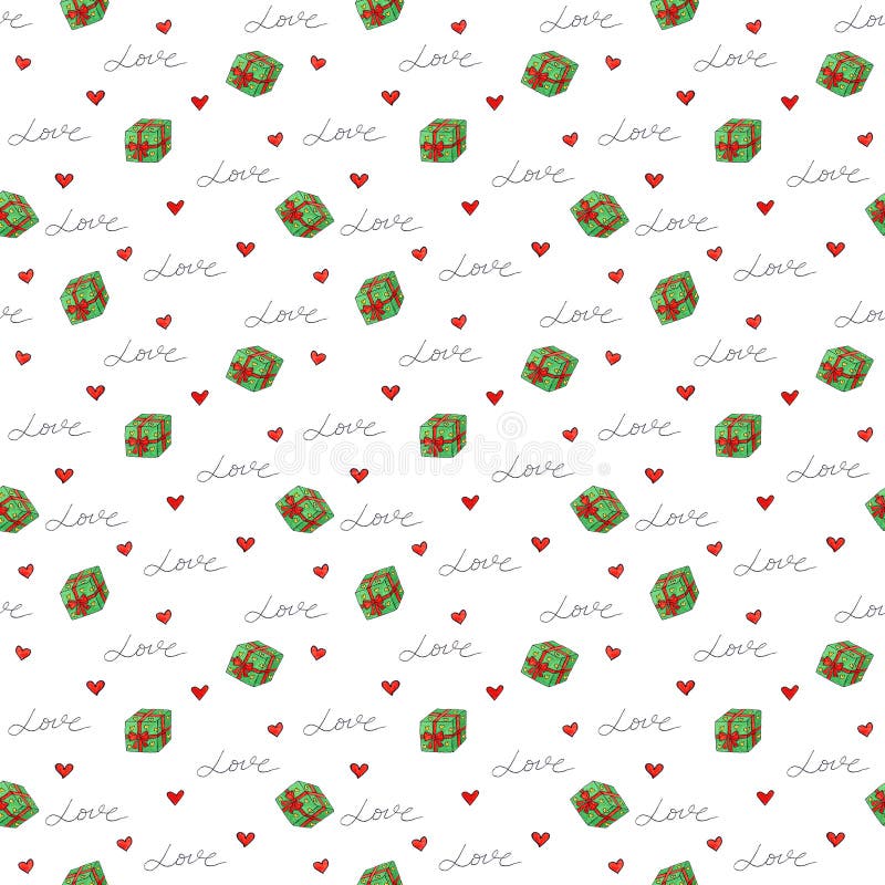 Illustration of Seamless Pattern Love Gifts for Textile, Wrapping Paper ...