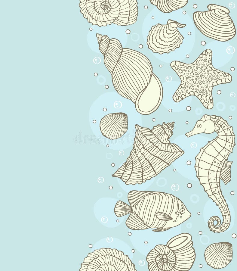 Seamless Pattern with Ocean Shells Stock Vector - Illustration of ...