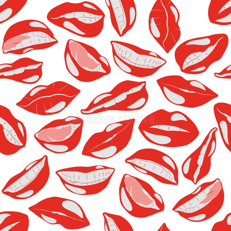 Illustration Seamless Pattern Red Lips Stock Vector - Illustration of ...