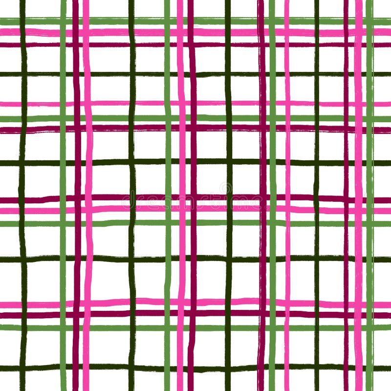 Illustration Seamless Patterns Drawing of Green Pink Square Plaid ...
