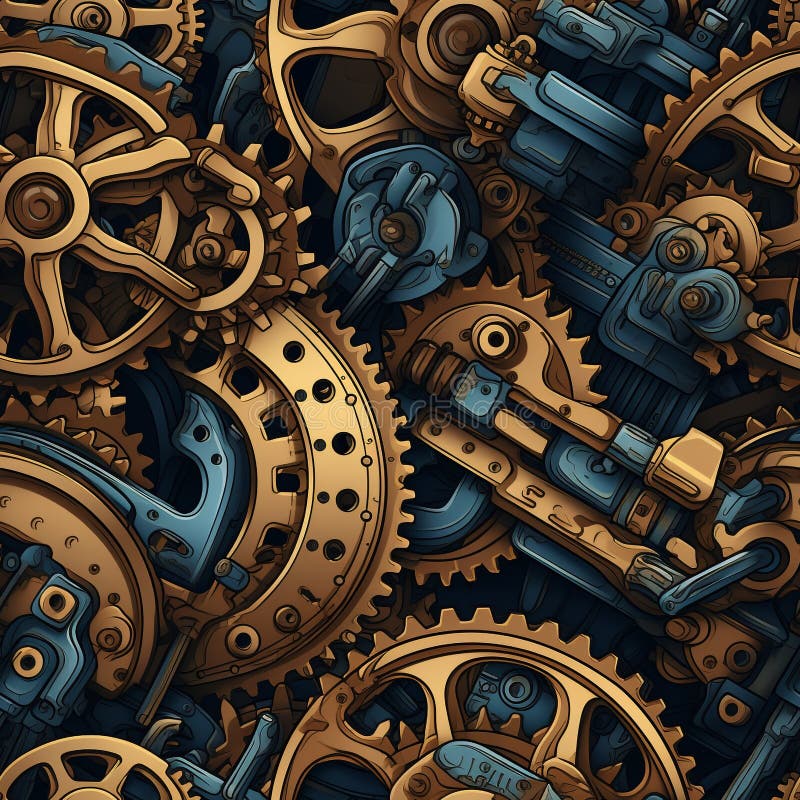 An Illustration of a Seamless Tile Pattern Inside the Mechanical Engine ...
