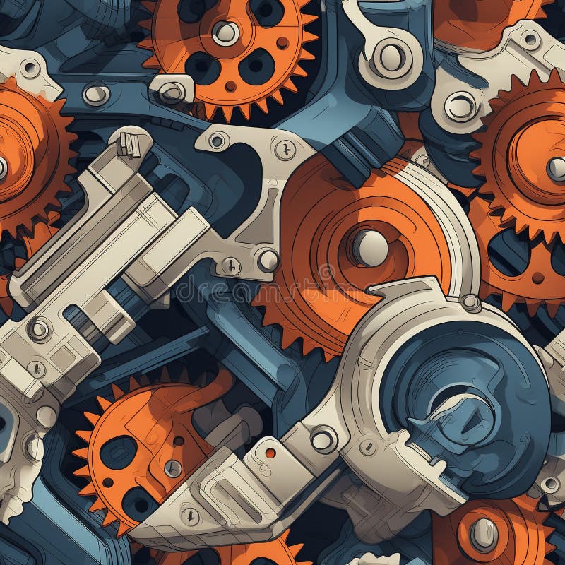 An Illustration of a Seamless Tile Pattern Inside the Mechanical Engine ...